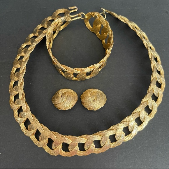 Jewelry | Vintage Textured Gold Woven Braided Jewelry Set | Poshmark